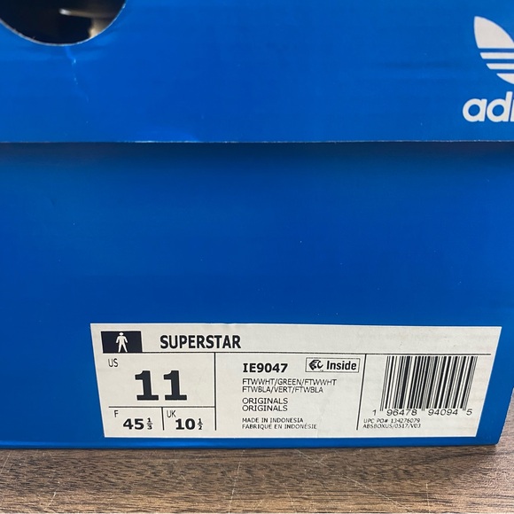 adidas | Shoes | Adidas Superstar Classic Shell Toe Shoe White Green ...